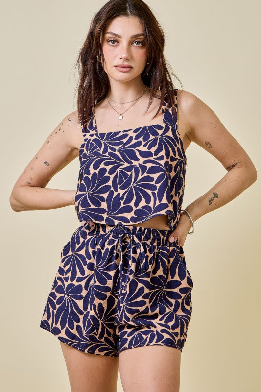 Ricky Geometric 2 PC Set- Navy/Clay – Hazel Lane Boutique
