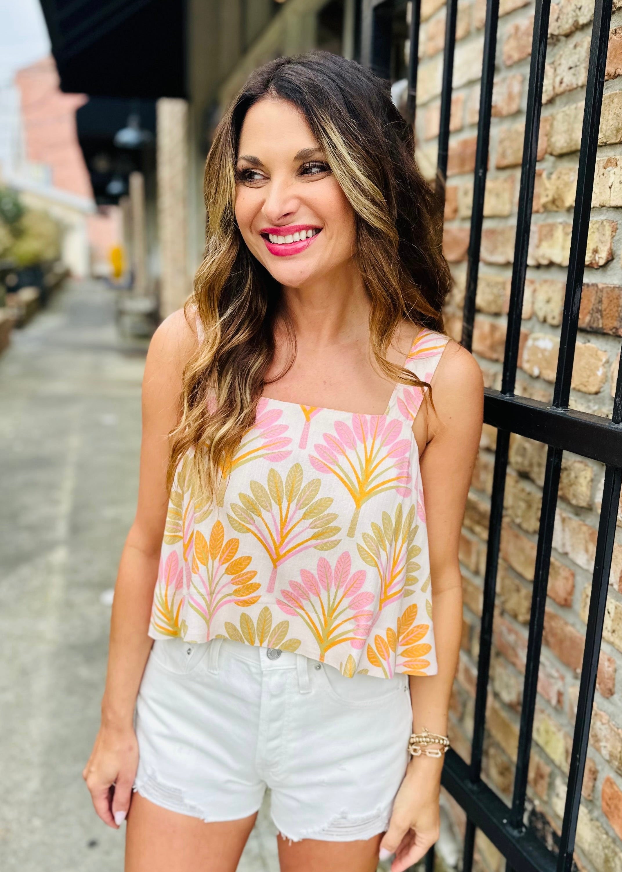 Pixie Tank- Spring Palms – Hazel Lane Boutique
