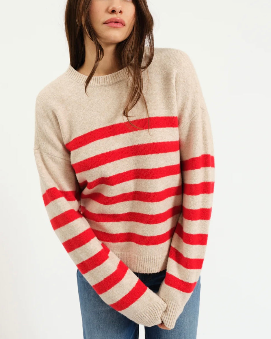 Carlyle Crewneck Sweater- Red – Hazel Lane Boutique